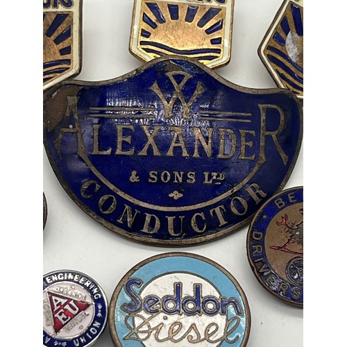 Collection of vintage enamelled transport & engineering badges to ...