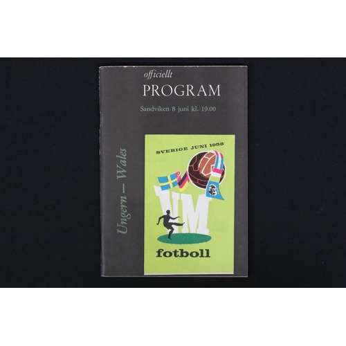 Football Programme - World Cup 1958, Hungary v Wales at Sandviken ...