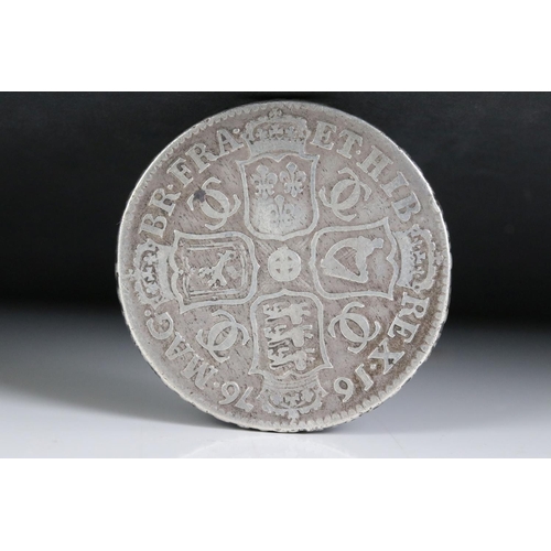 A British King Charles II silver shilling, dated 1676, counter struck ...