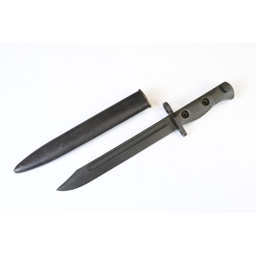 A British Military SLR bayonet together with scabbard.
