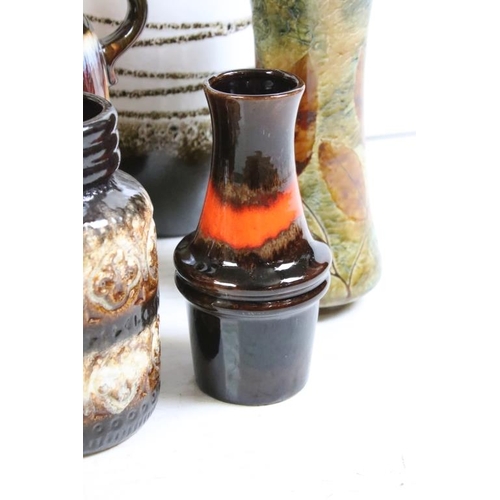 Collection of ten West German pottery vases to include two lava style ...