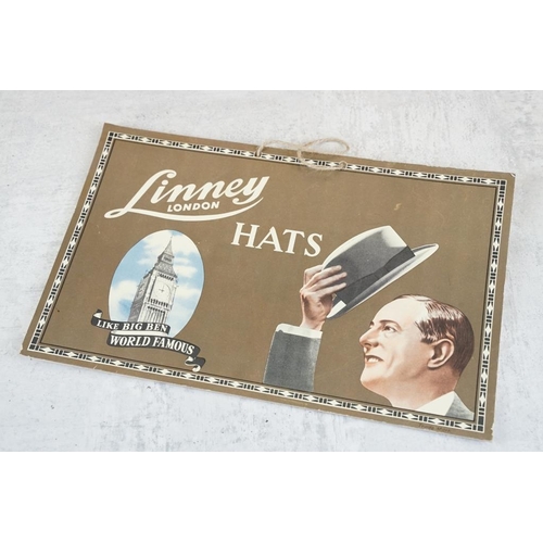 Advertising - A Linney London Hats cardboard hanging sign, 'Like Big ...