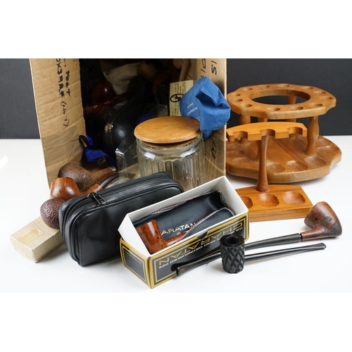 A collection of smoking pipes to include estate and meerchaum examples ...