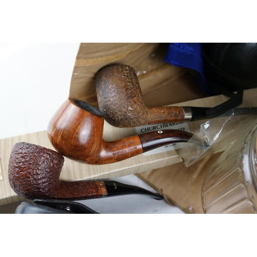 A collection of smoking pipes to include estate and meerchaum examples ...