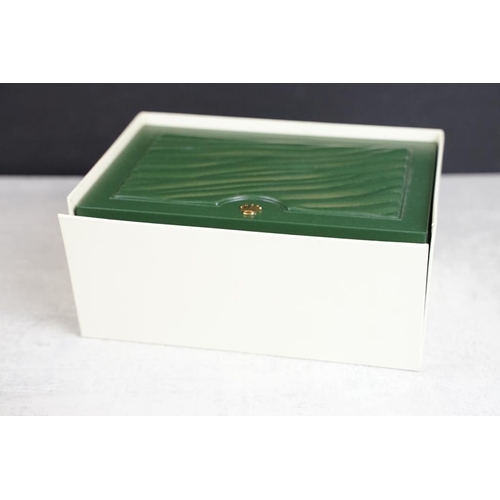 Rolex - empty green leather watch box having wave design panel to top ...
