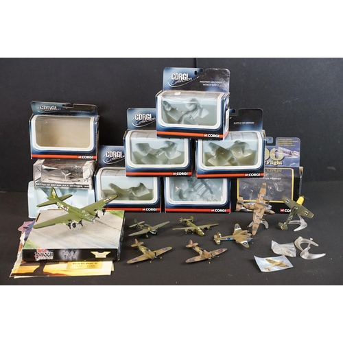 Group of nine military diecast model planes, mostly Corgi, featuring ...
