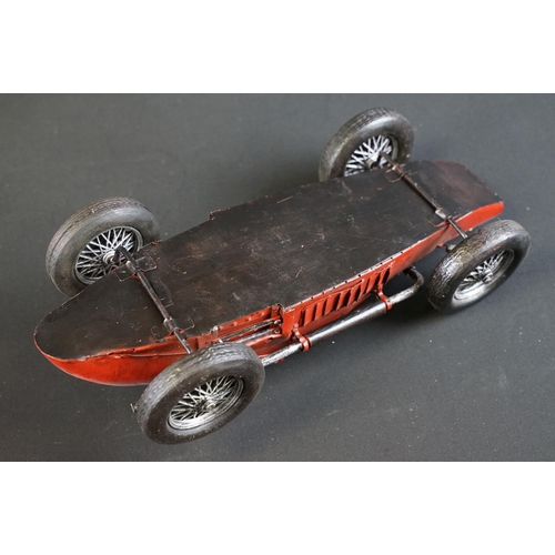 Scratch built metal & wooden model of a 1930's racing car, painted in ...