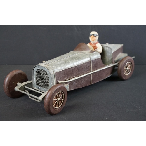 Scratch built metal & wooden model of a 1930's racing car, painted in ...