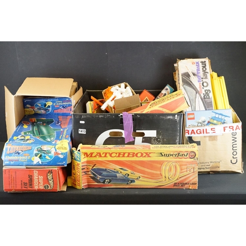 Collection of Hot Wheels, Corgi & Matchbox racing sets & accessory sets ...