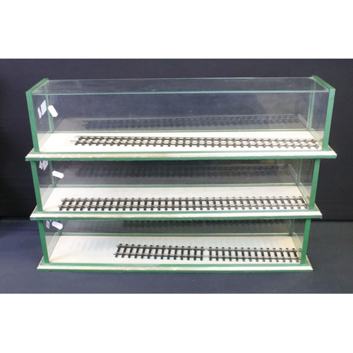 Collection of six glass model display cabinets with removable glass ...