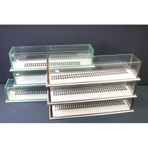 Collection of six glass model display cabinets with removable glass ...