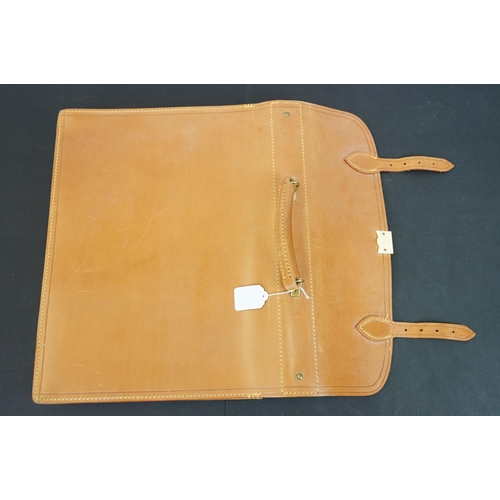 Papworth leather briefcase satchel having double buckles to front with ...
