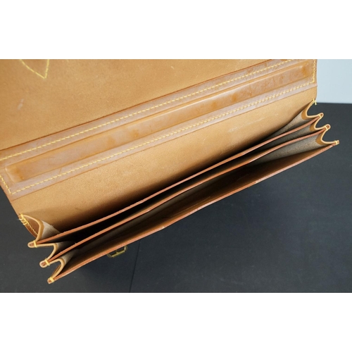 Papworth leather briefcase satchel having double buckles to front with ...