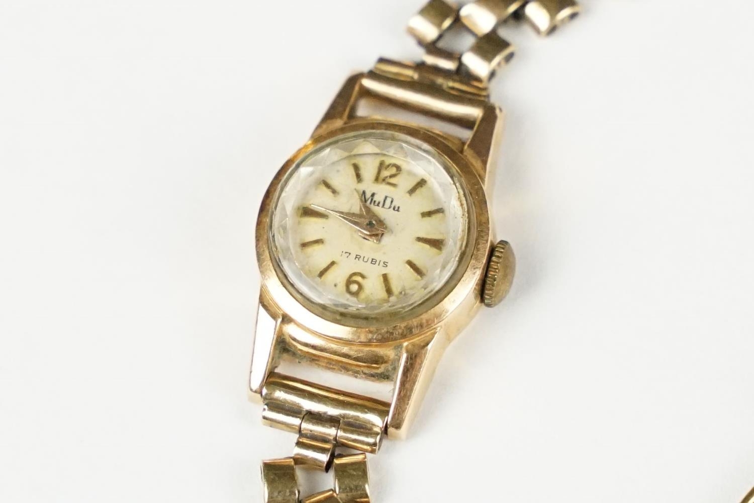 Ladies 18k gold MuDu dress watch with 9ct gold strap