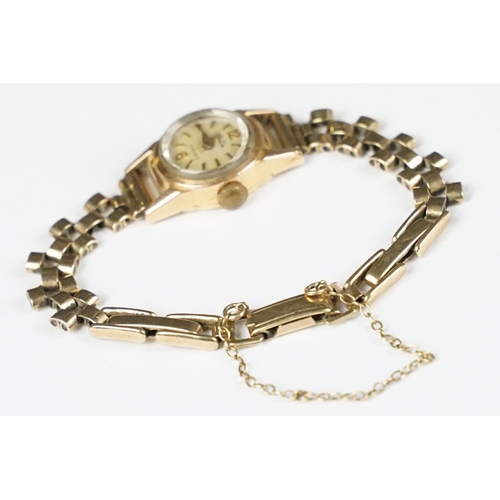 Ladies 18k gold MuDu dress watch with 9ct gold strap