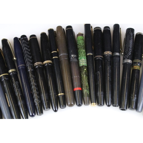 Collection of vintage pens to include a quantity of fountain pens ...