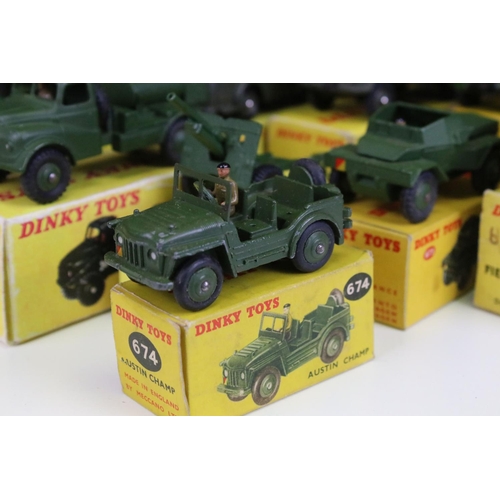 19 Boxed Mid 20th C Dinky military diecast models to include French and ...