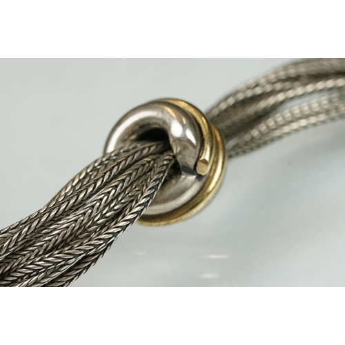 Scandinavian silver multi chain necklace having ten wheat link chains ...