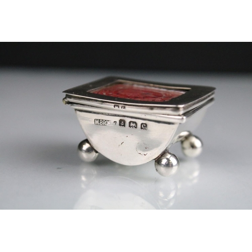 Two sliver hallmarked Edwardian stamp boxes to include a leatherette ...