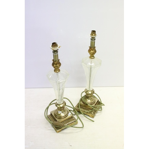Pair of Perspex & gilt table lamps (approx 52cm tall), together with a ...