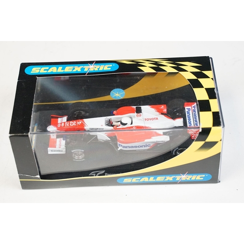 Six cased Scalextric slot cars to include C2668 Mclaren Mercedes F1 MP4 ...