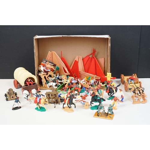 Collection of plastic Wild West figures to include Timpo and Britains ...