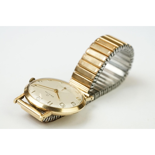 A vintage gents Zenith 17 jewel 9ct gold cased wristwatch, signed dial ...