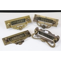 Brass Victorian letter box fronts x four, with handles and lettering ...
