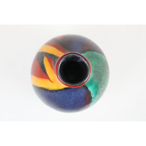 Poole Pottery graffiti pattern bud vase, with original label, 13cm high