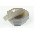Carved agate pill crusher or pestle and mortar of octagonal form, 6.5cm ...