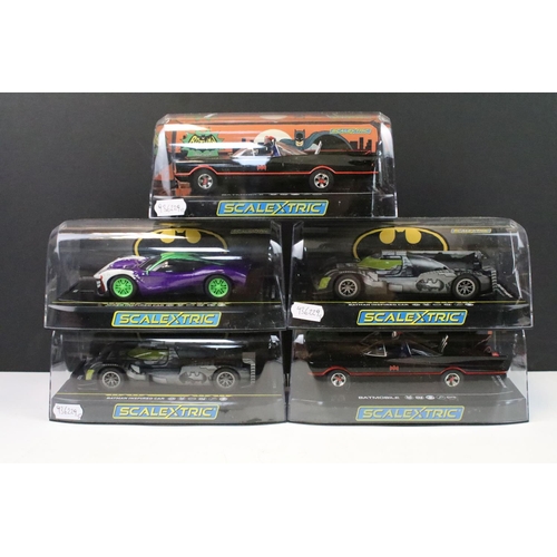 Five cased / boxed Batman Scalextric slot cars to include 2 x C4140 ...