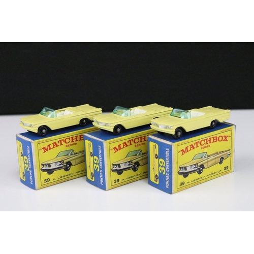 Three boxed Matchbox 75 Series 39 Pontiac Convertible diecast models in ...