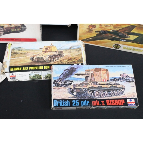 Ten boxed plastic model kits to include Airfix 1/24 Hawker Hurricane ...