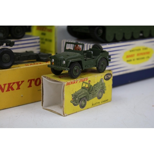 Nine boxed Dinky military diecast models to include 697 25 Pounder ...