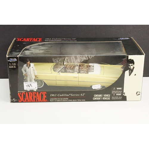 Boxed Jada 1/18 Scarface 1963 Cadillac Series 62 diecast model, with ...