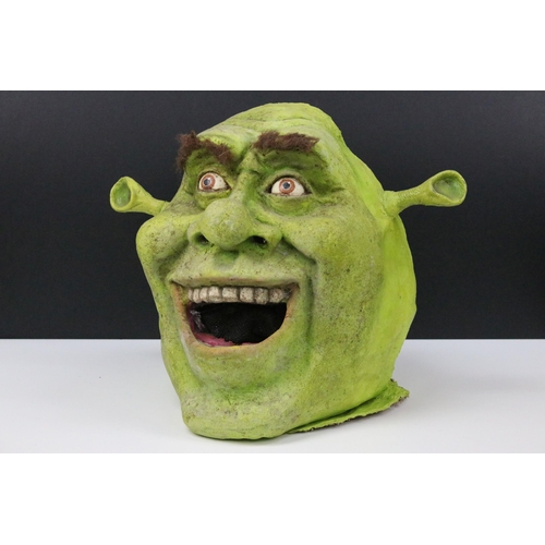 Custom made Shrek head / helmet, showing wear