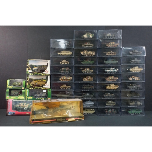43 Boxed military diecast models to include 37 x cased tanks, 2 x ...