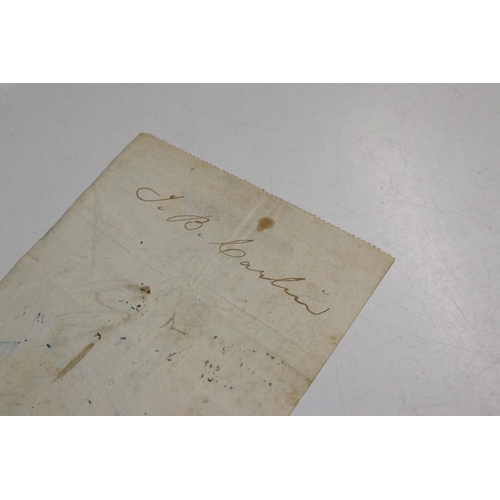 A Coutts Bank cheque signed by Charles Dickens and dated February 1870.