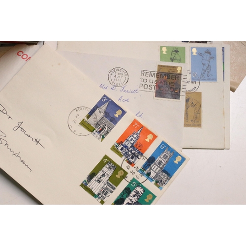 A collection of mixed stamps mostly on envelopes together with loose ...
