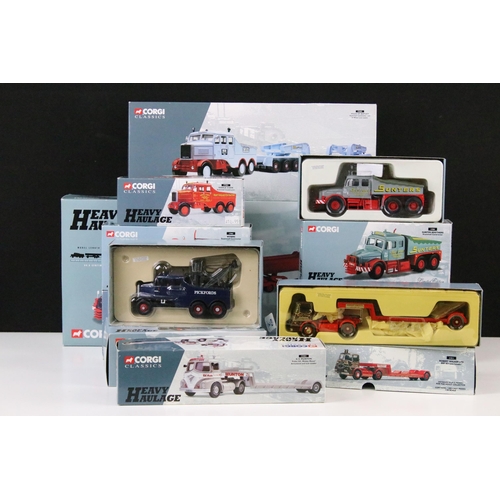 Ten Boxed Corgi heavy haulage diecast models to include 18004 Siddle C ...