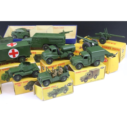 15 Boxed Dinky military diecast models to include 697 25-Pounder Field ...