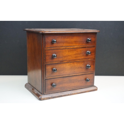 Mahogany table top chest of drawers with bank of four drawers, H 25.5cm ...