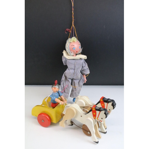 A vintage Andy Pandy Pelham puppet together with a vintage wooden Roman ...