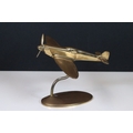 Brass desktop model of a spitfire airplane with rotating propeller ...