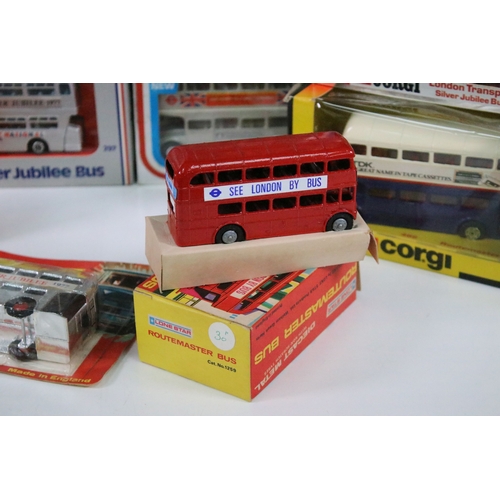 19 Boxed diecast model buses to include 10 x Dinky 297 Silver Jubilee ...