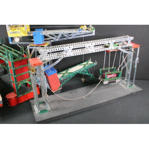 Seven Meccano models to include Tower Bridge, Tower Crane, Coneyer ...