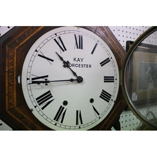 19th century mahogany and parquetry inlaid octagonal two train wall ...