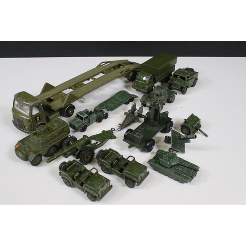 11 Mid 20th C military diecast models to include Dinky AEC Articulated ...