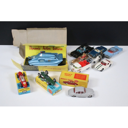 10 Mid 20th C diecast models to include 2 x boxed Corgi racing cars ...