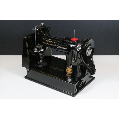 Singer Featherweight 221K portable sewing machine, in carry case with ...